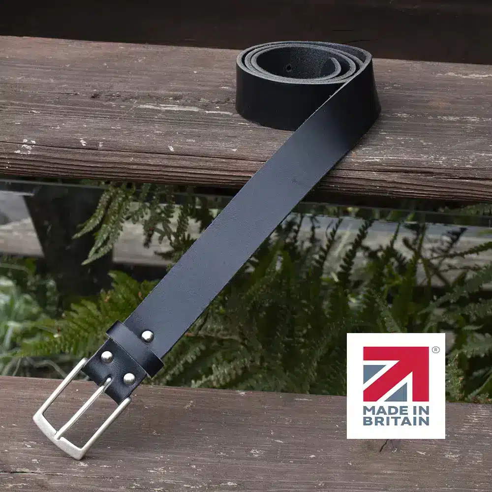 Handcrafted Men’s Black Leather Belt 35mm - Wombat Leather