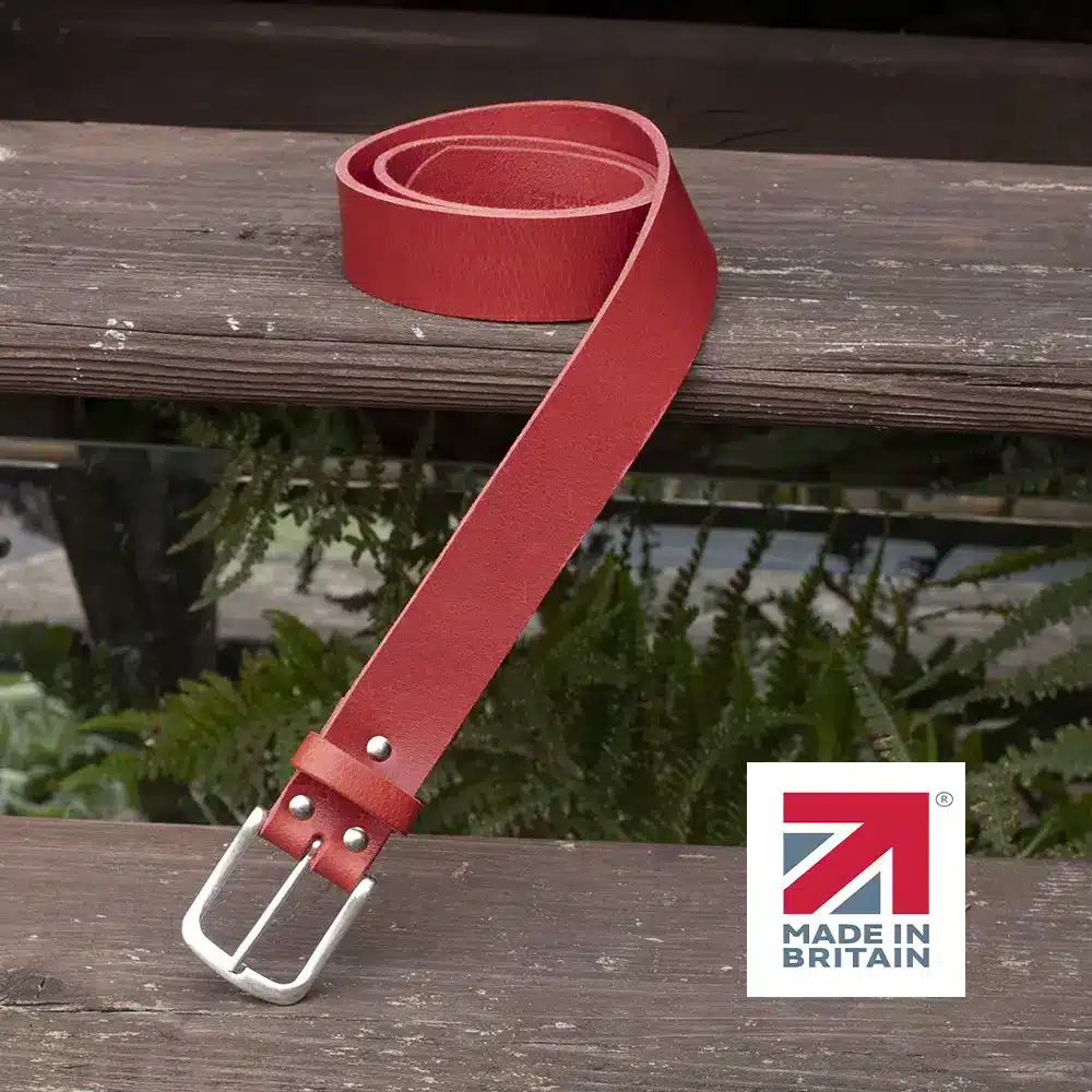 Handcrafted Men’s Red Leather Belt 35mm - Wombat Leather